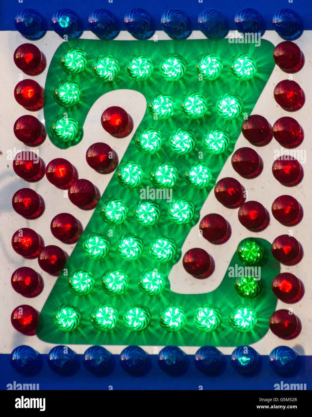 A green illuminated letter Z Stock Photo - Alamy