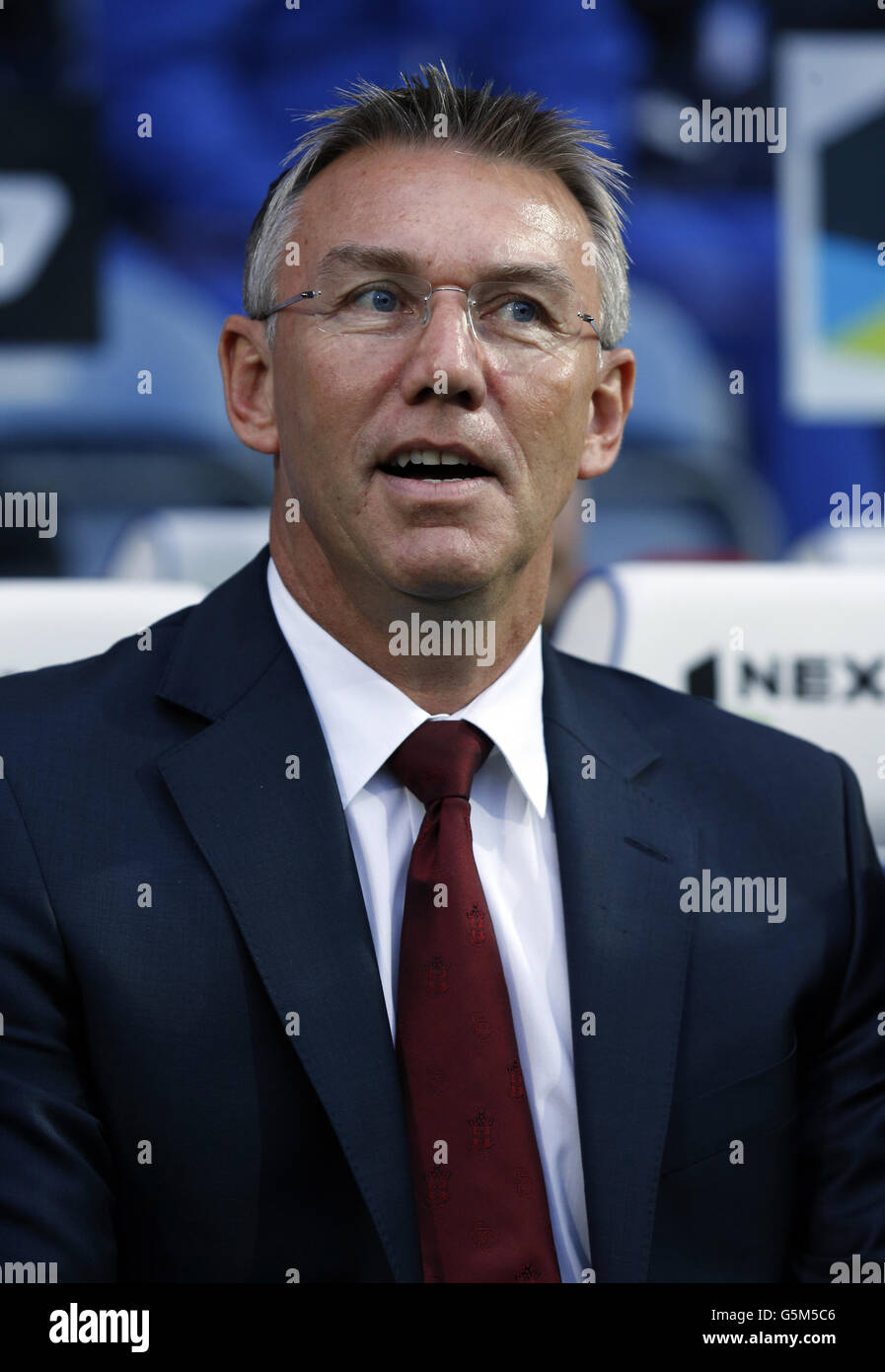 Southampton manager Nigel Adkins in the dugout during the Barclays ...