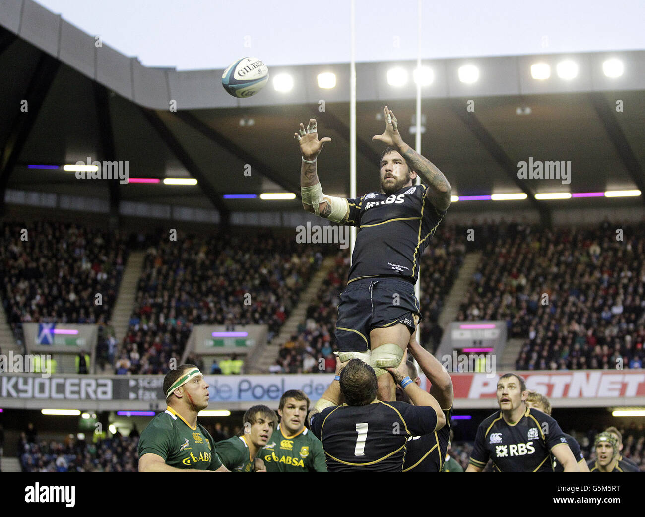 Scotland's Jim Hamilton wins line out ball during the EMC Test match at ...