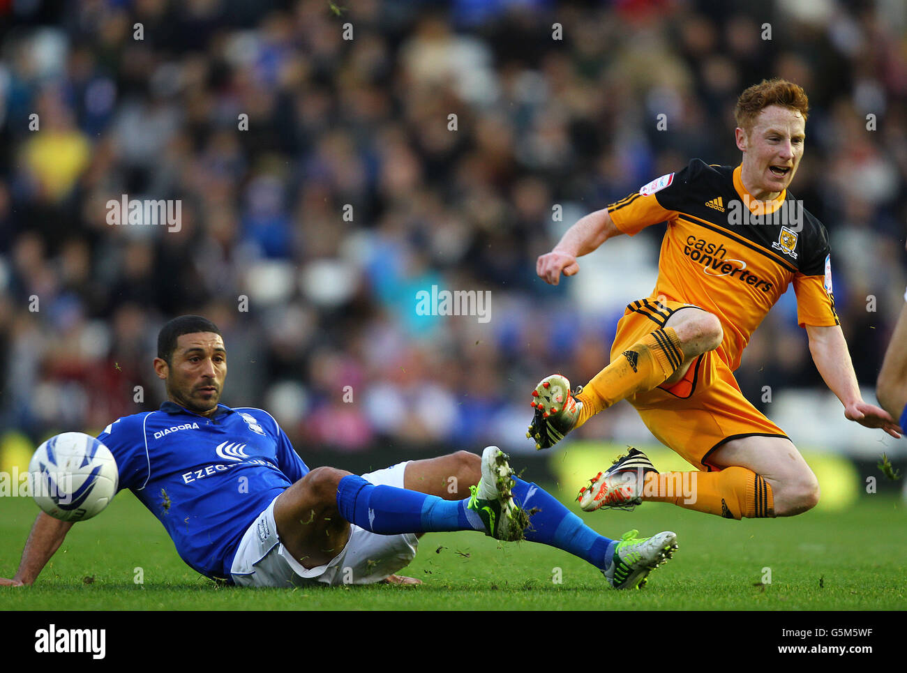 Birmingham City's Hayden Mullins and Hull City's Stephen Quinn Stock ...