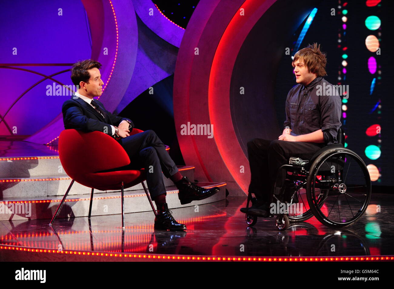 BBC Radio 1 host Nick Grimshaw on stage live during BBC Children In ...