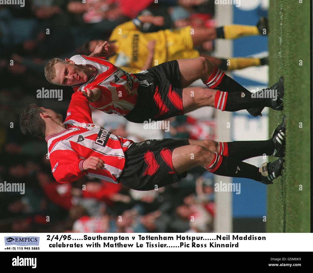 2/4/95. Southampton v Tottenham Hotspur. Neil Maddison celebrates with ...