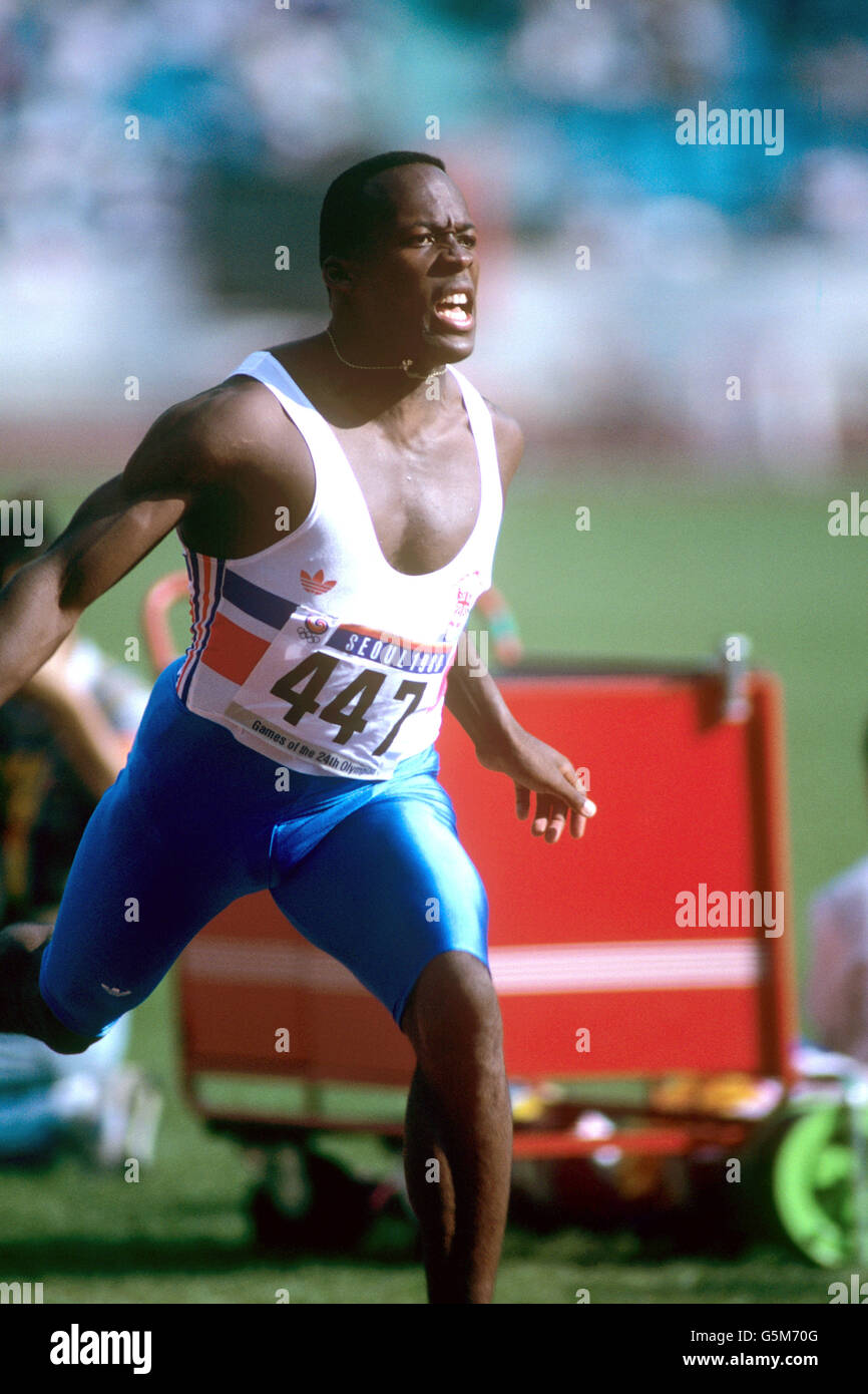 Athletics - 1988 Seoul Olympic Games - Men's 200 metres. John Regis of ...
