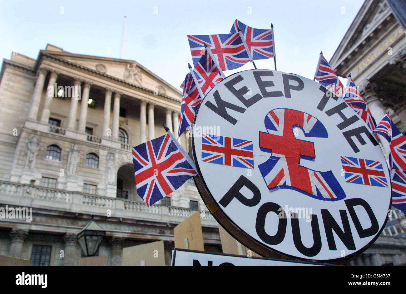 A sign outside the Bank of England in London to symbolise the desire by ...