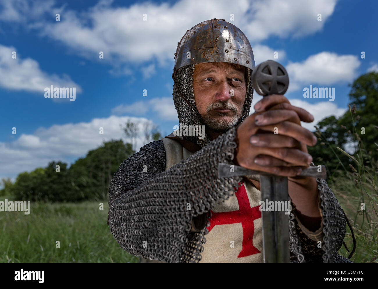 Crusader knight man sword hi-res stock photography and images - Alamy
