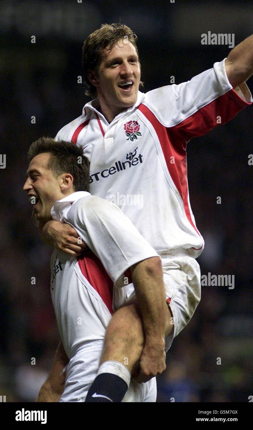 Englands dan luger celebrates his try hi-res stock photography and ...