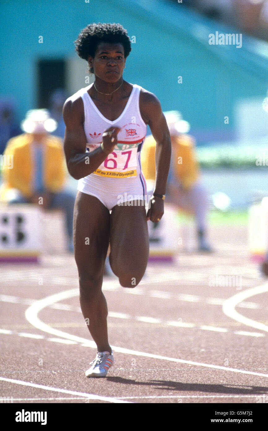 Athletics 1984 los angeles olympic games 100 semi final hi-res stock ...