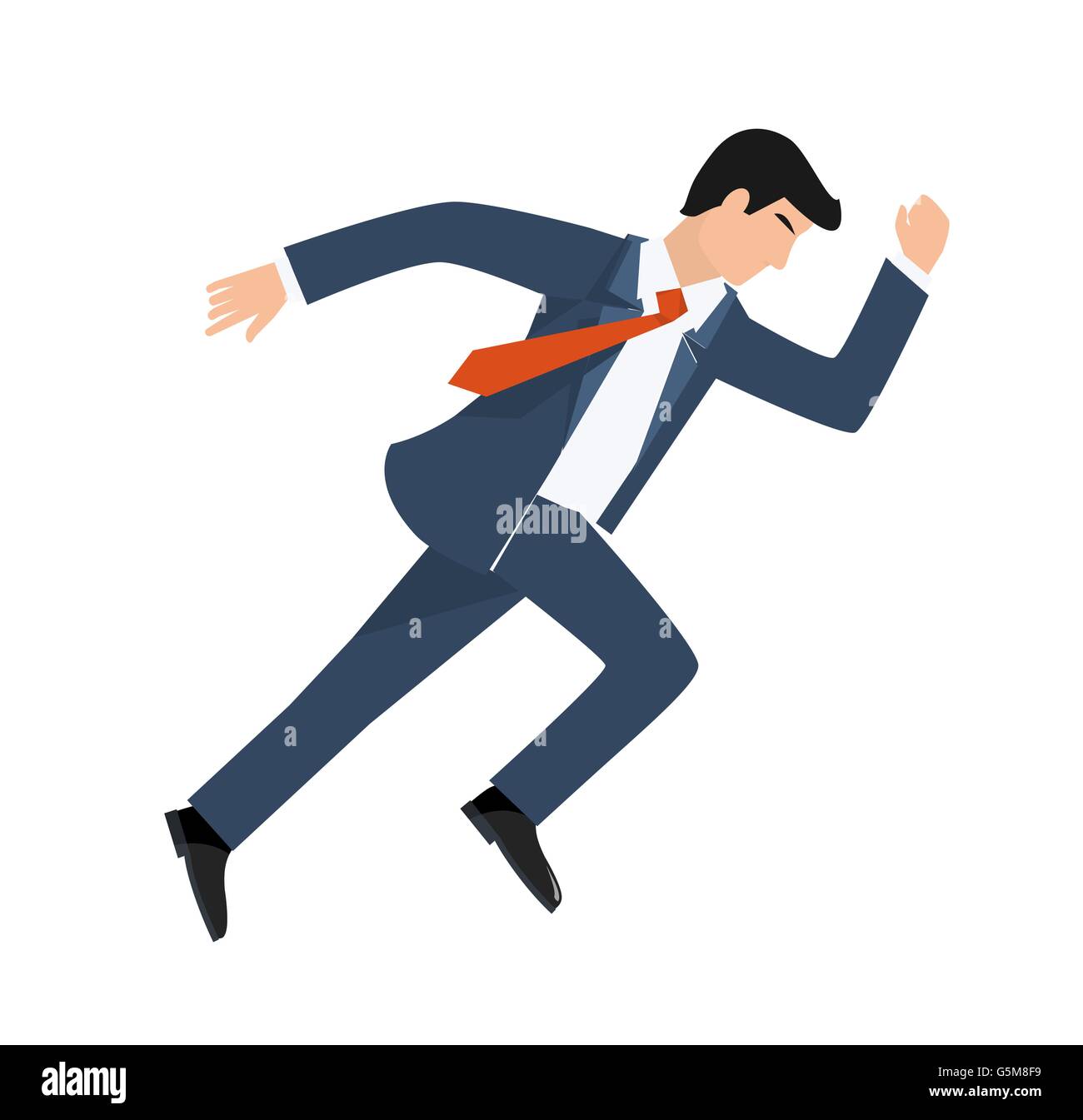 Flat style vector illustration of a businessman running, business ...