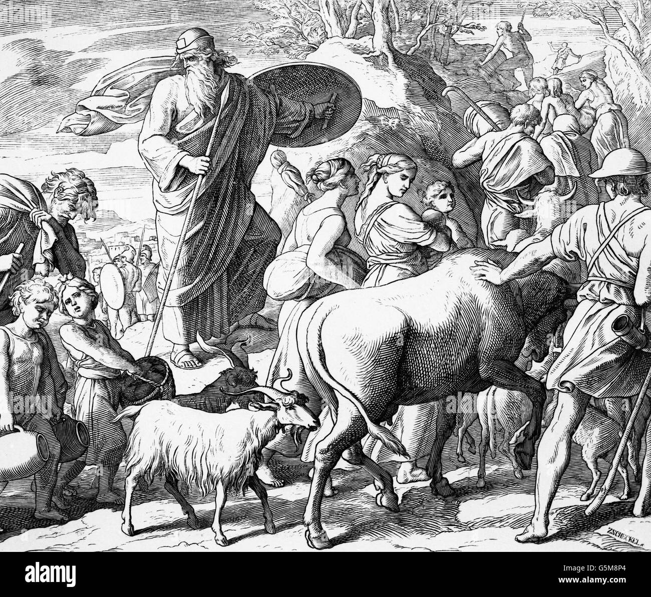 Szene aus dem Alten Testament der Bibel. Scene from the Old Testament ...