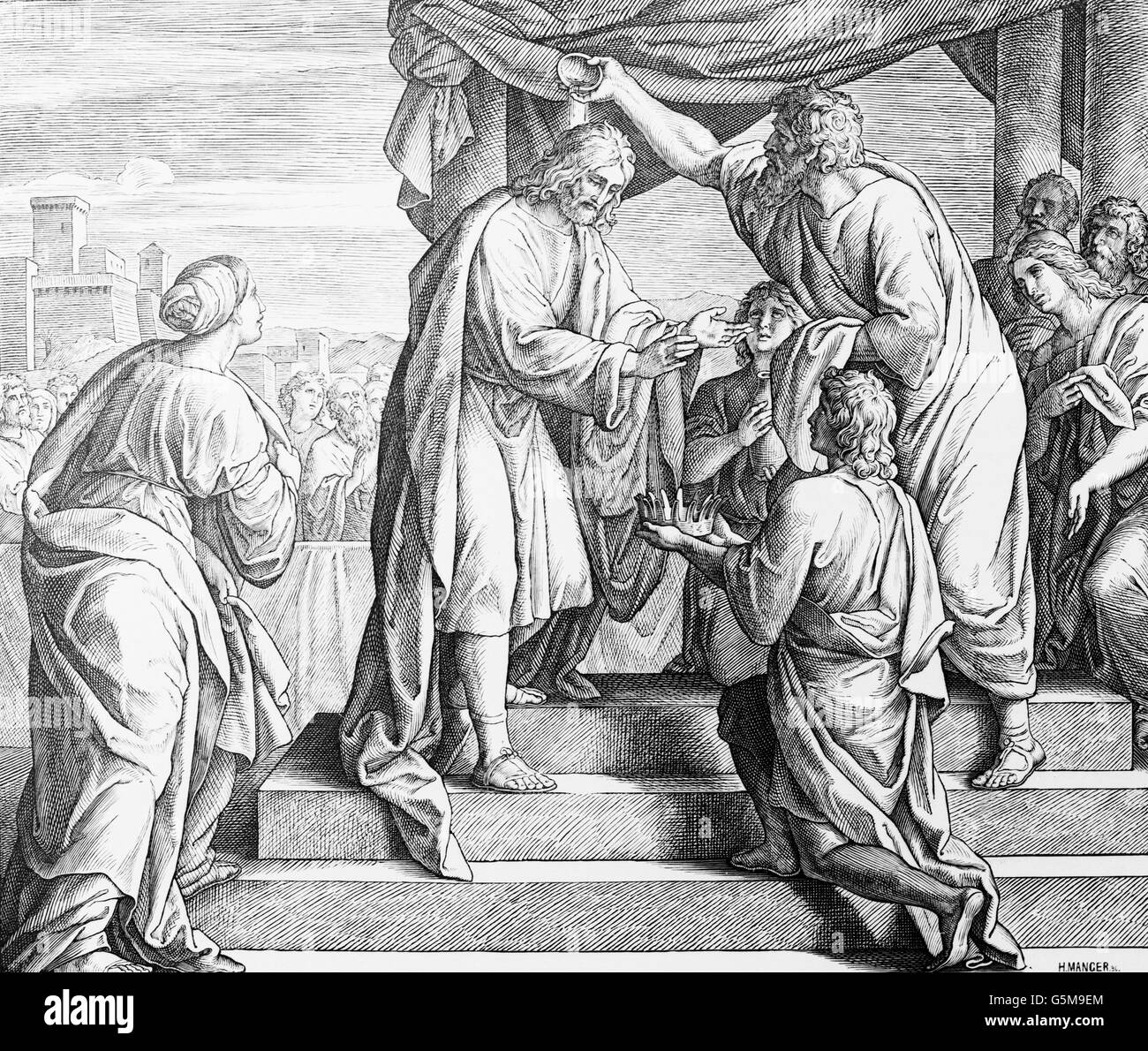 Szene aus dem Alten Testament der Bibel. Scene from the Old Testament ...