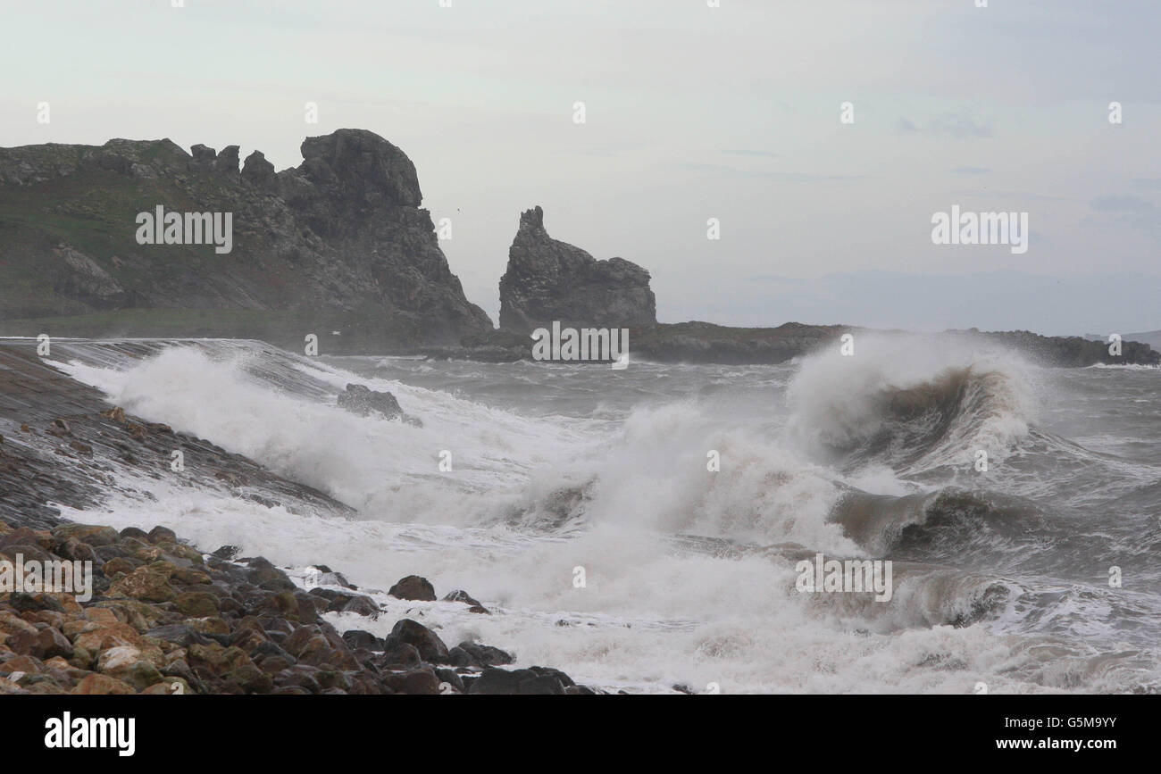 High waves at Howth Harbour in Dublin as strong winds and floods hit ...