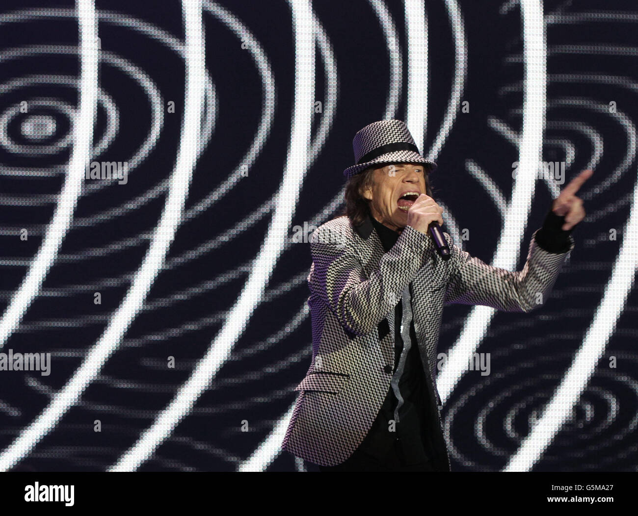 : Mick Jagger of The Rolling Stones performing at the O2 Arena in ...