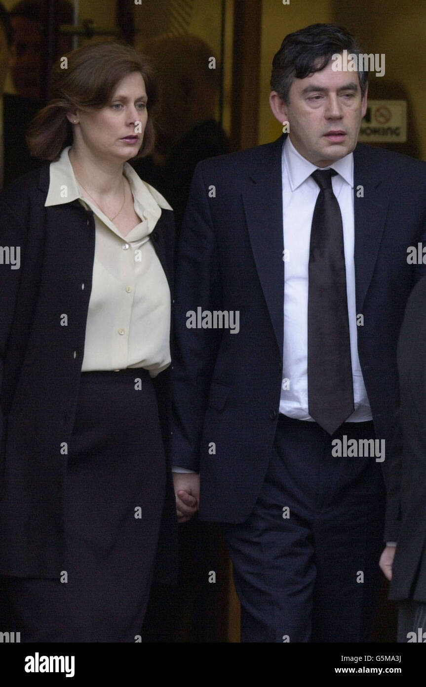 Chacellor Gordon Brown and his wife Sarah leave St Bryce Kirk in ...