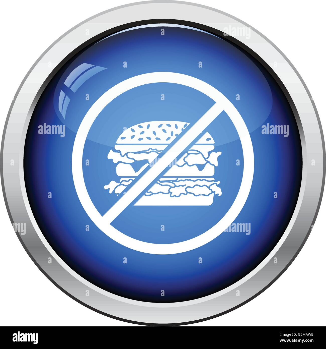 Prohibited hamburger icon. Glossy button design. Vector illustration ...
