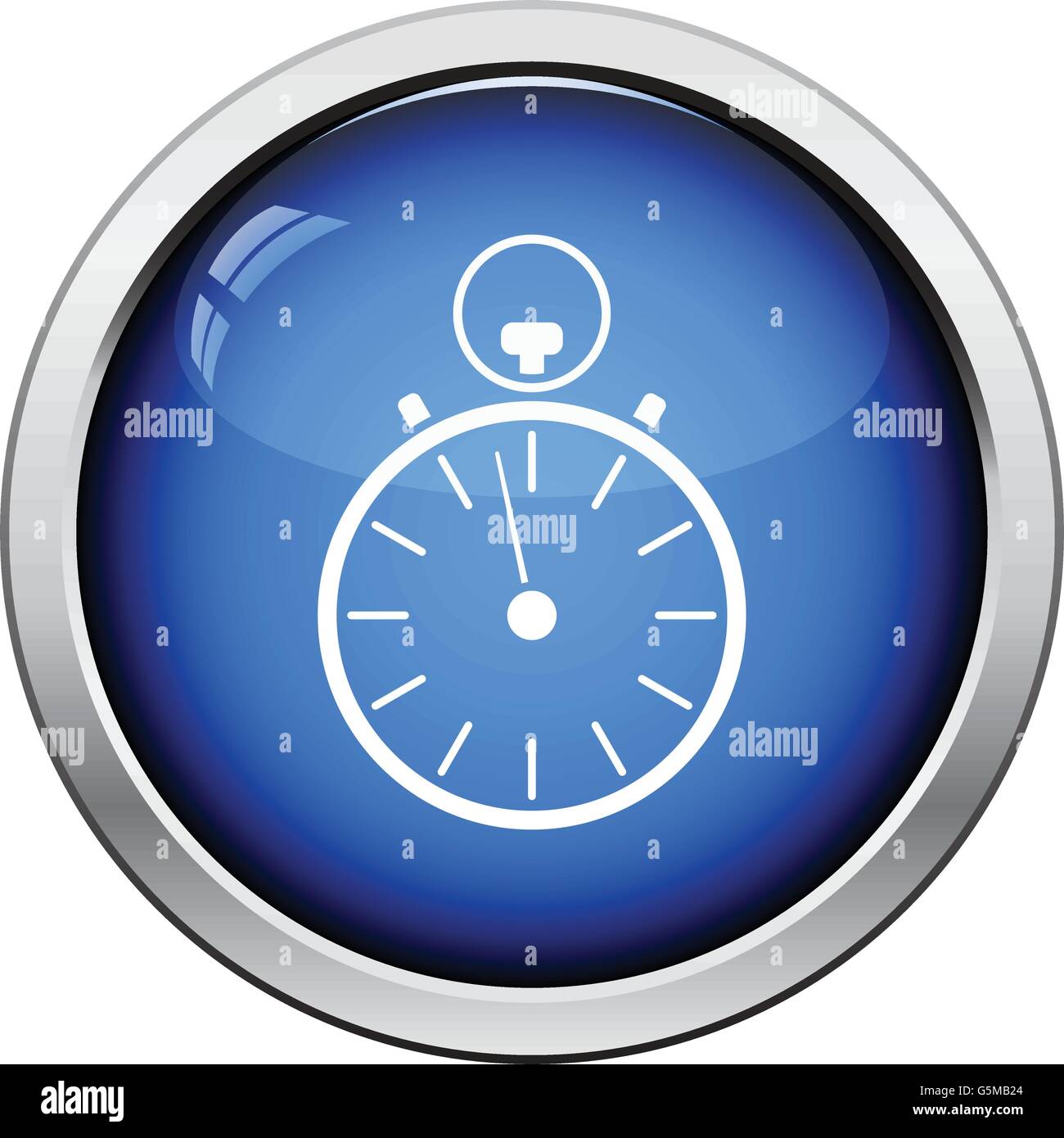 Stopwatch icon. Glossy button design. Vector illustration Stock Vector ...
