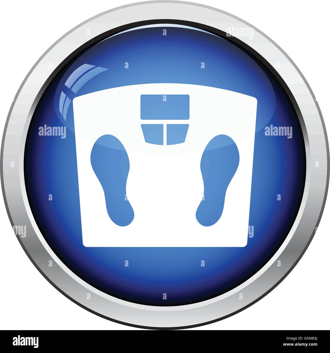 Floor scales icon. Glossy button design. Vector illustration Stock ...