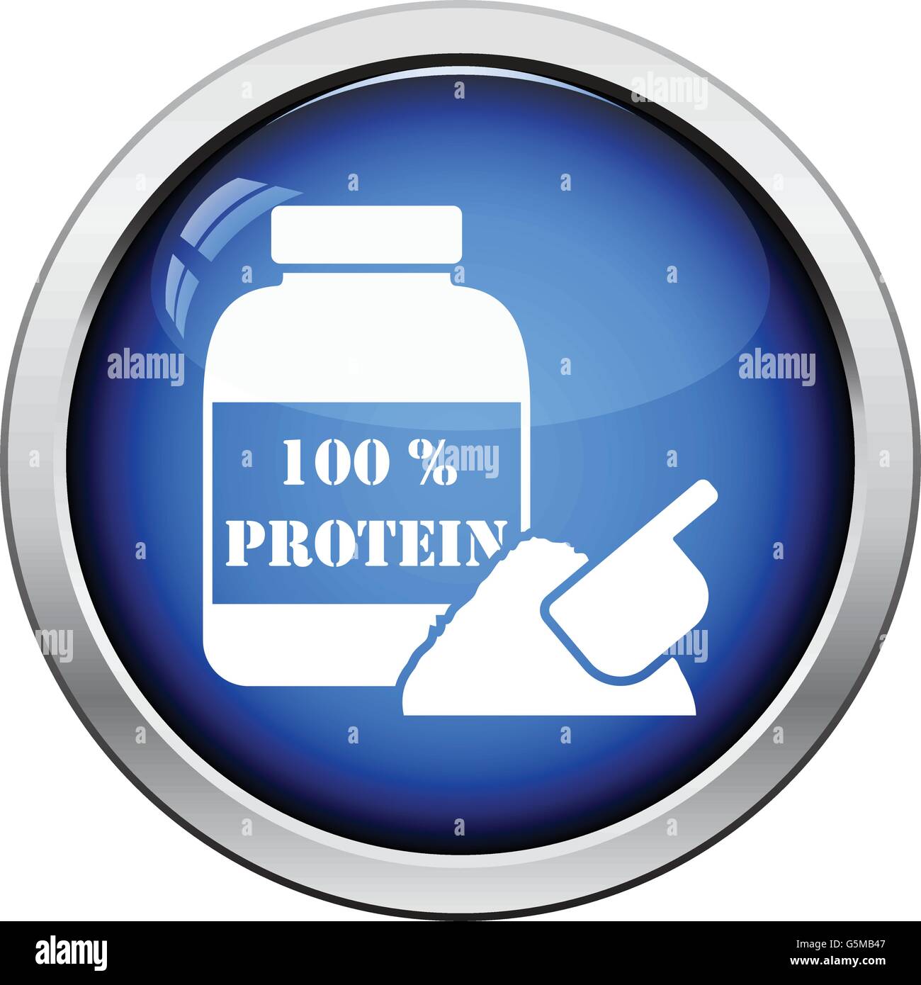 Protein conteiner icon. Glossy button design. Vector illustration Stock ...