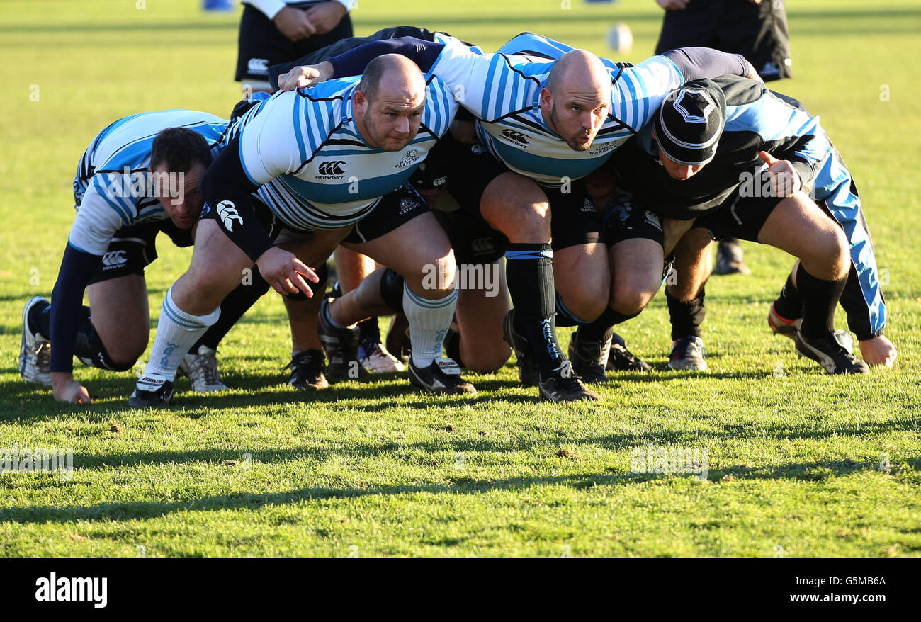 Glasgow Warriors Mike Cusack, Dougie Hall and Gordon Reid during the ...