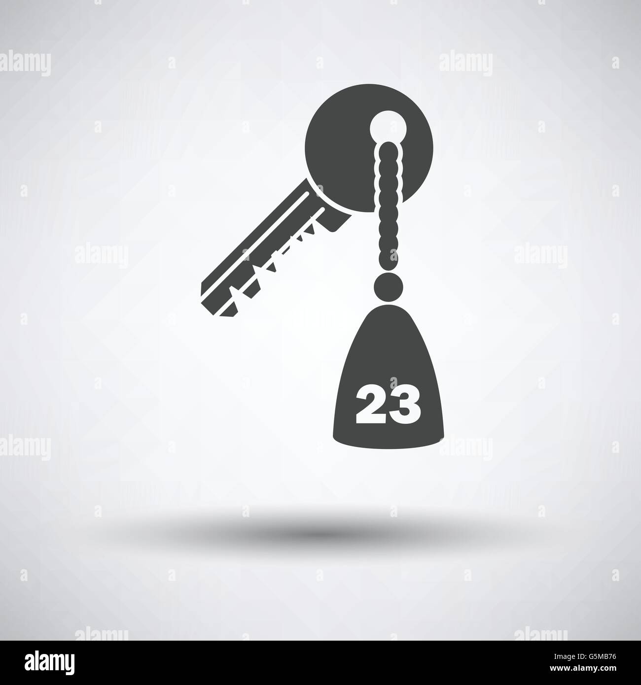 Hotel room key icon on gray background with round shadow. Vector ...