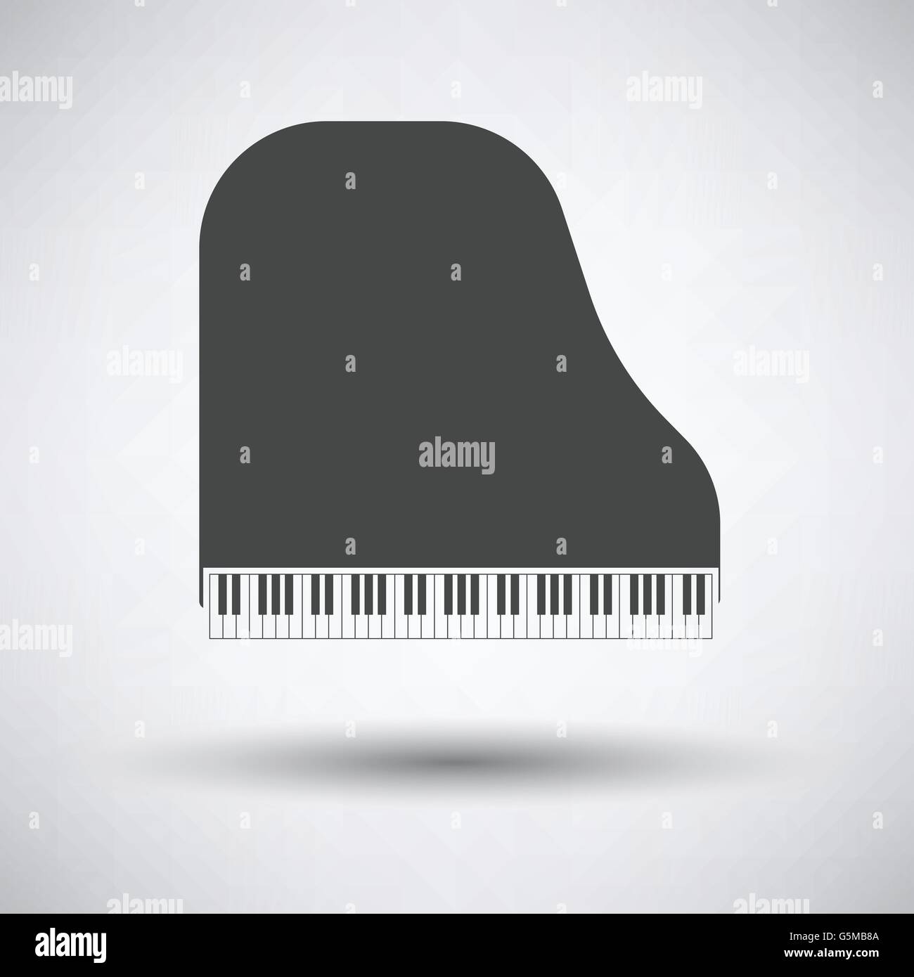 Grand piano icon on gray background, round shadow. Vector illustration ...