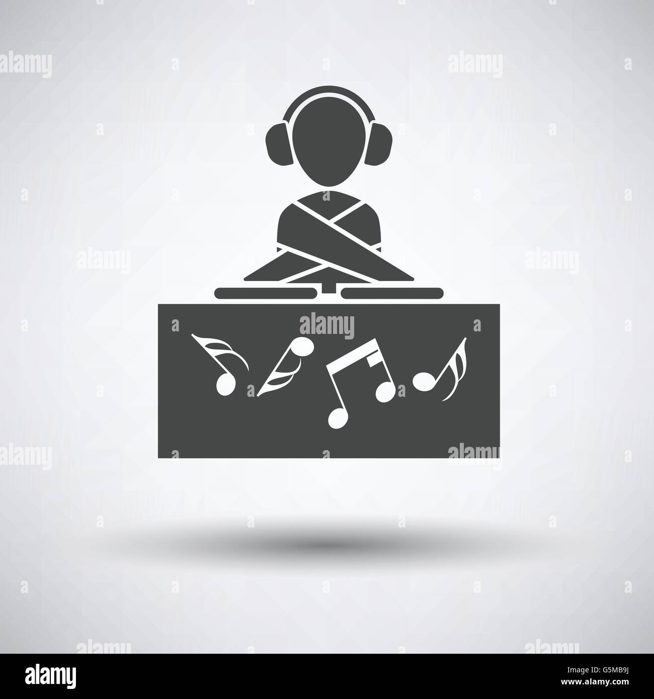 Night club DJ icon on gray background, round shadow. Vector ...