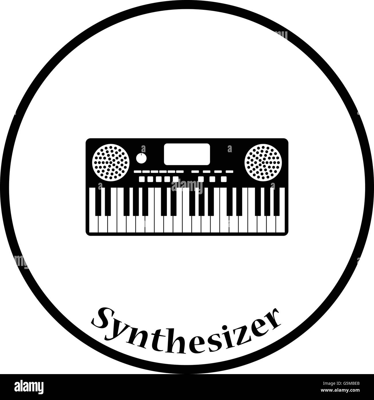 Music synthesizer icon. Thin circle design. Vector illustration Stock ...