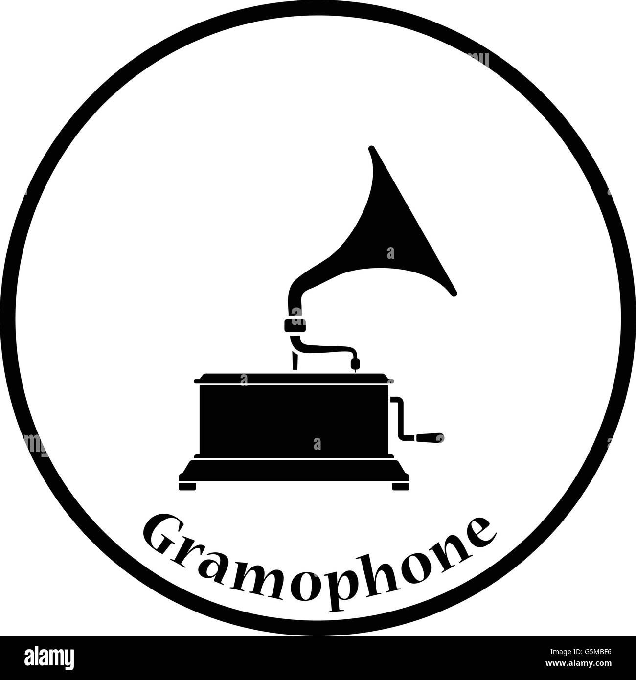 Gramophone icon. Thin circle design. Vector illustration Stock Vector ...