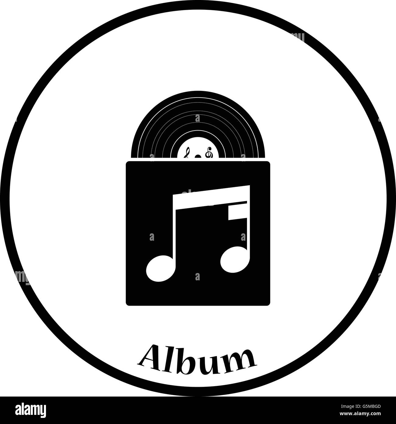 Vinyl record in envelope icon. Thin circle design. Vector illustration ...
