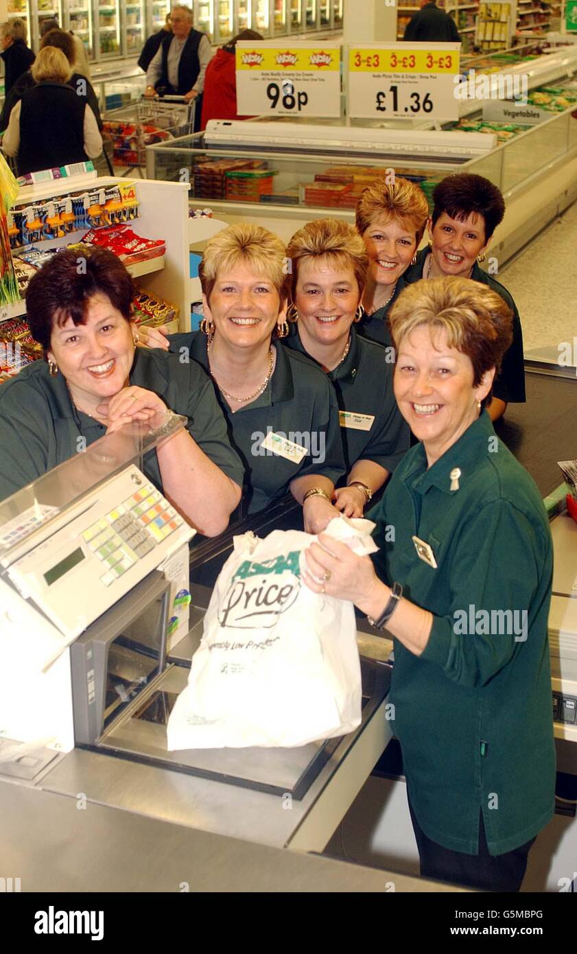 Sister act at Asda in Newport, South Wales where six Ingles sisters (L ...