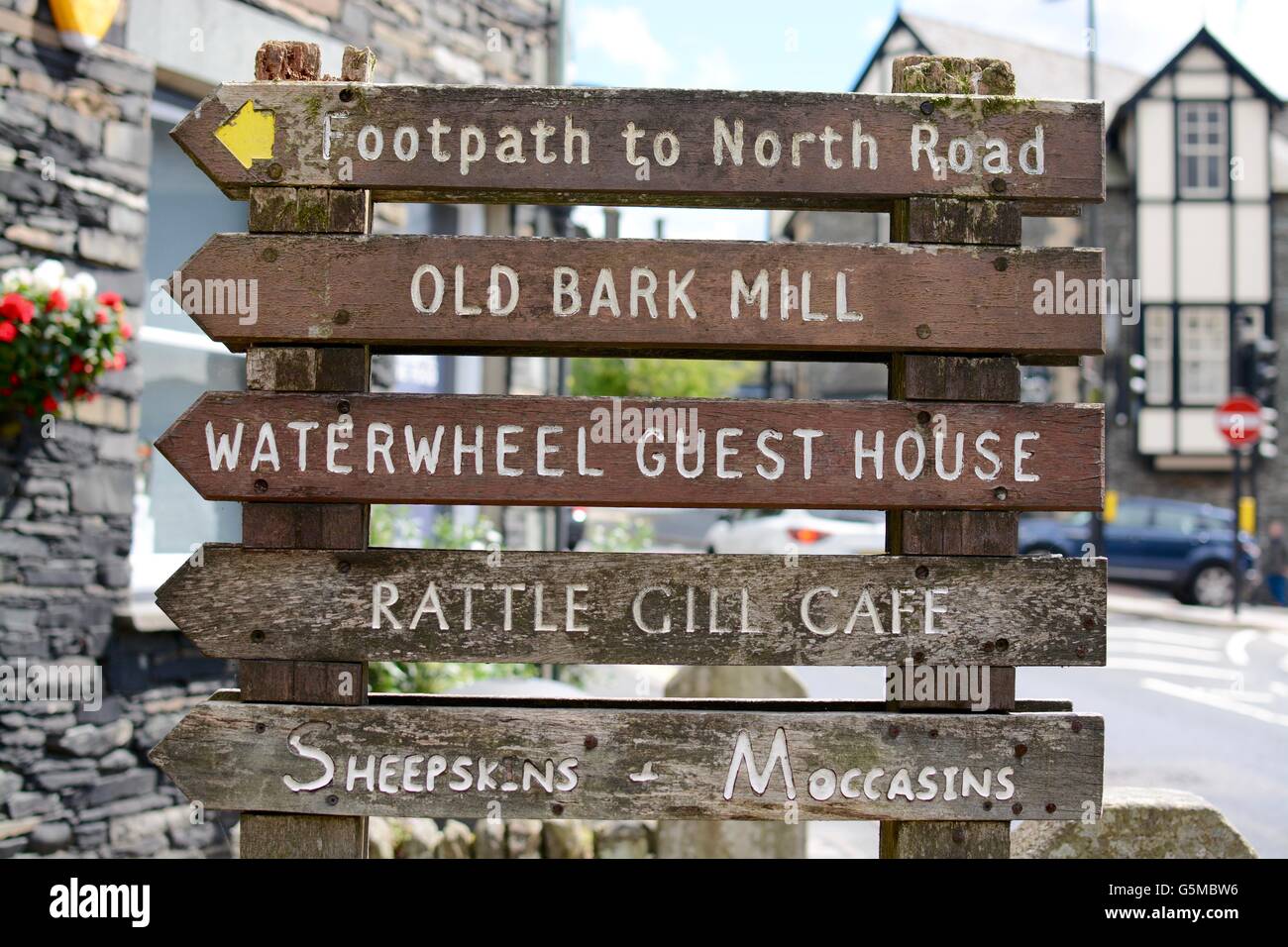 Sign shopping directions Stock Photo - Alamy