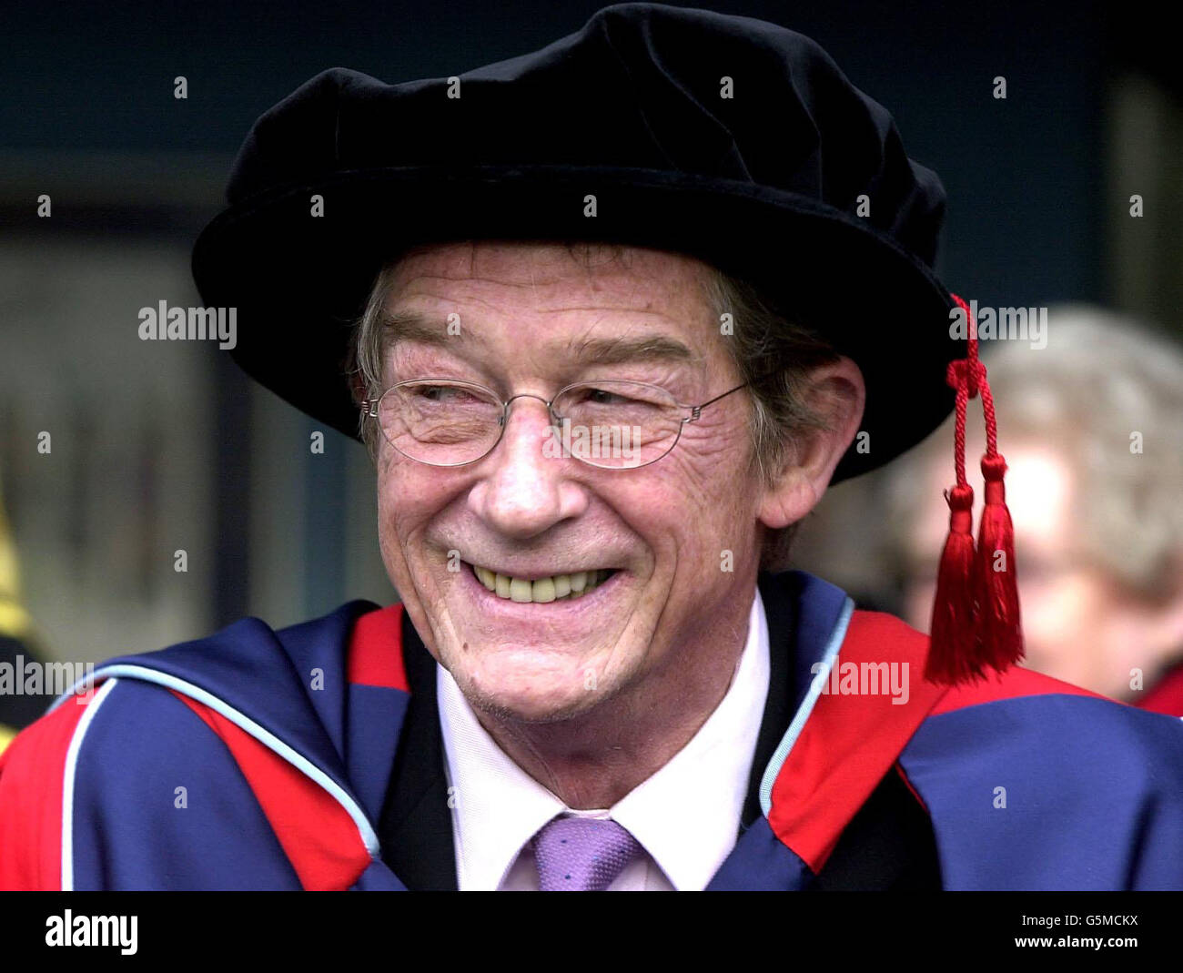 British actor John Hurt shows his delight after receiving an honorary ...