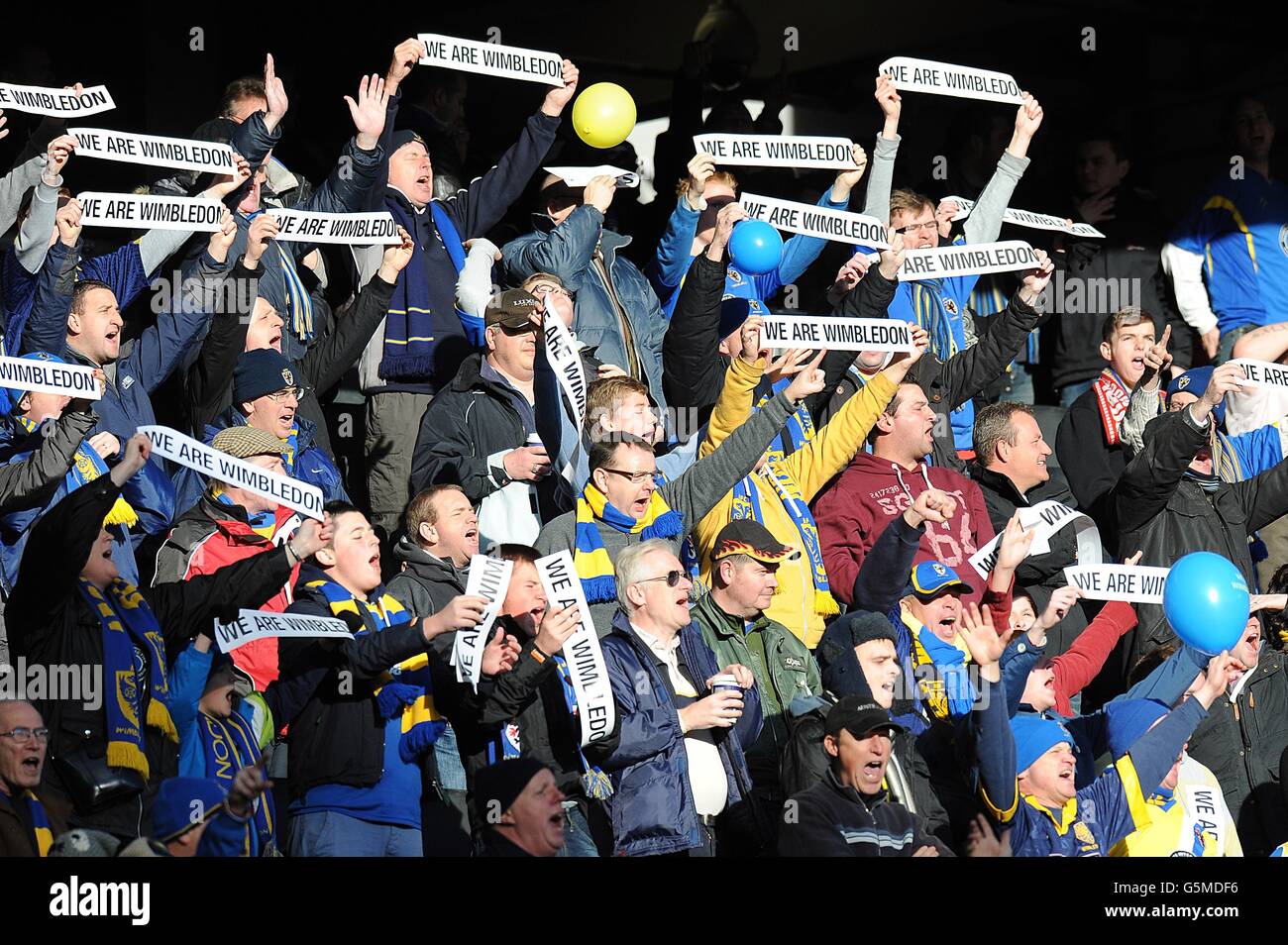 AFC Wimbledon fans show their support for their team with a message for ...