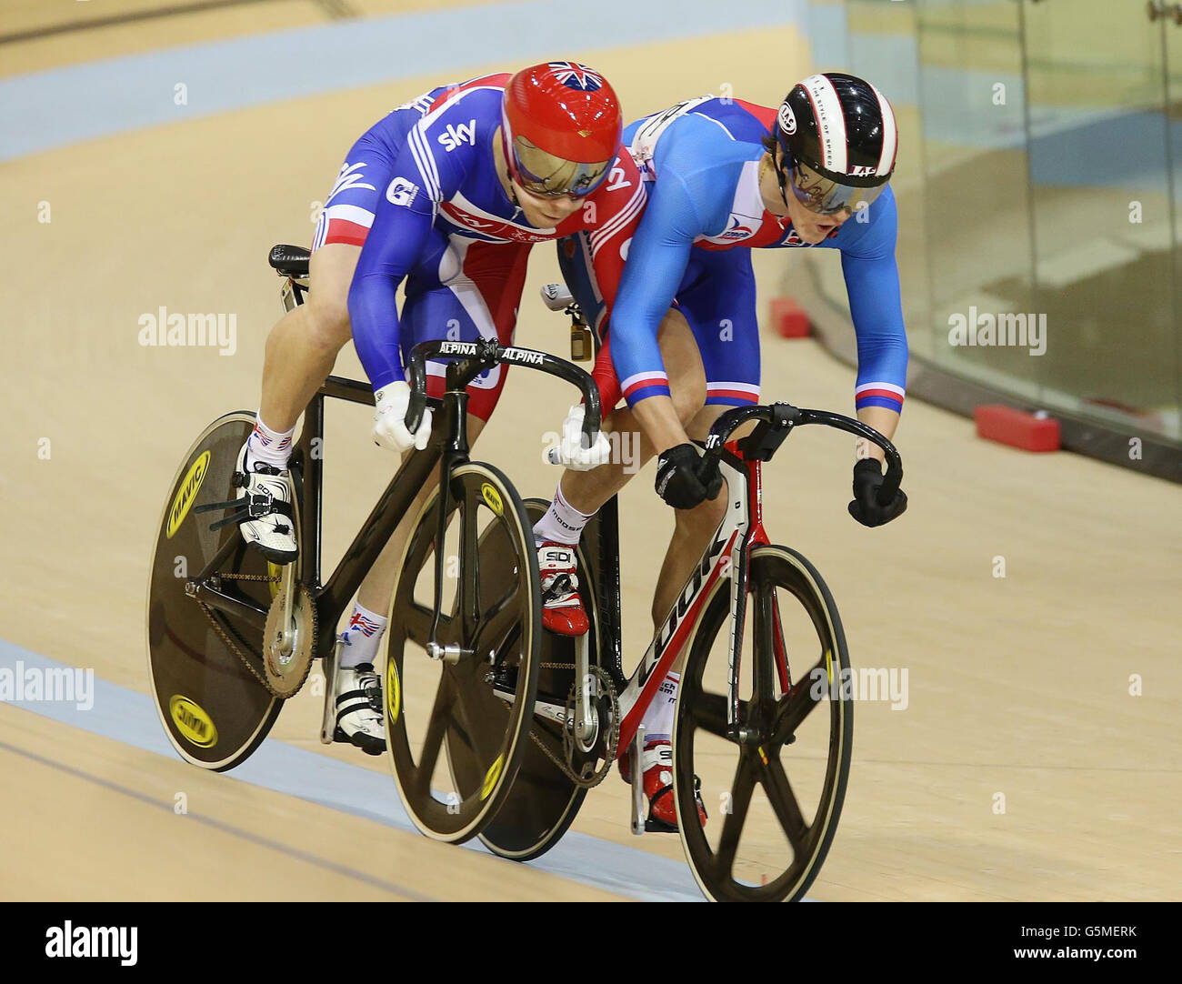 Great Britain's Philip Hindes (left) with Czech Republic's Pavel Kelmen ...