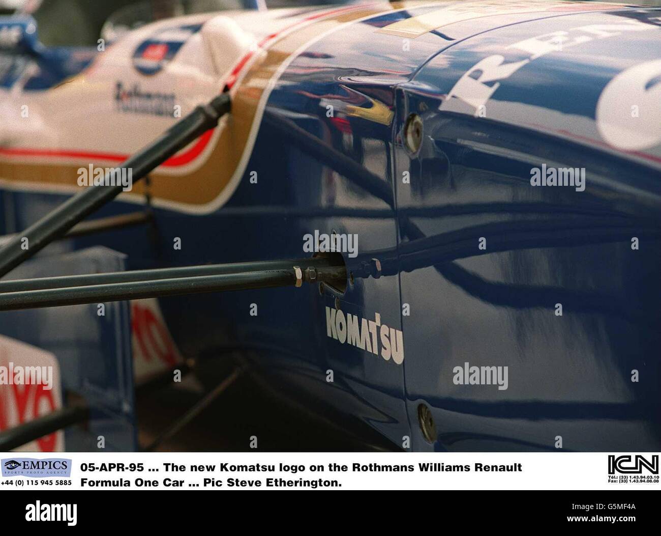 05-APR-95. The new Komatsu logo on the Rothmans Williams Renault ...