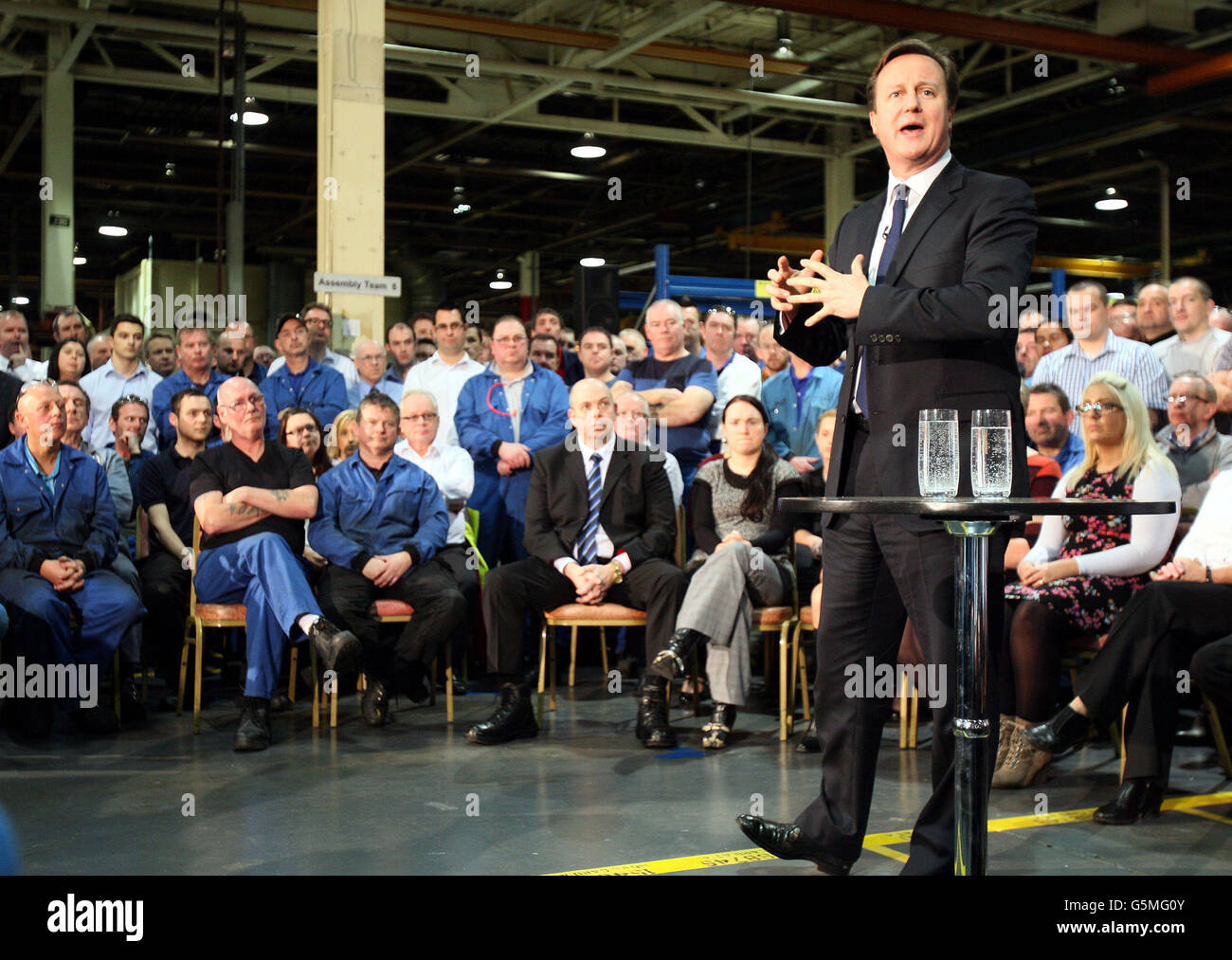 Prime Minister David Cameron answers questions at the Nacco Materials ...