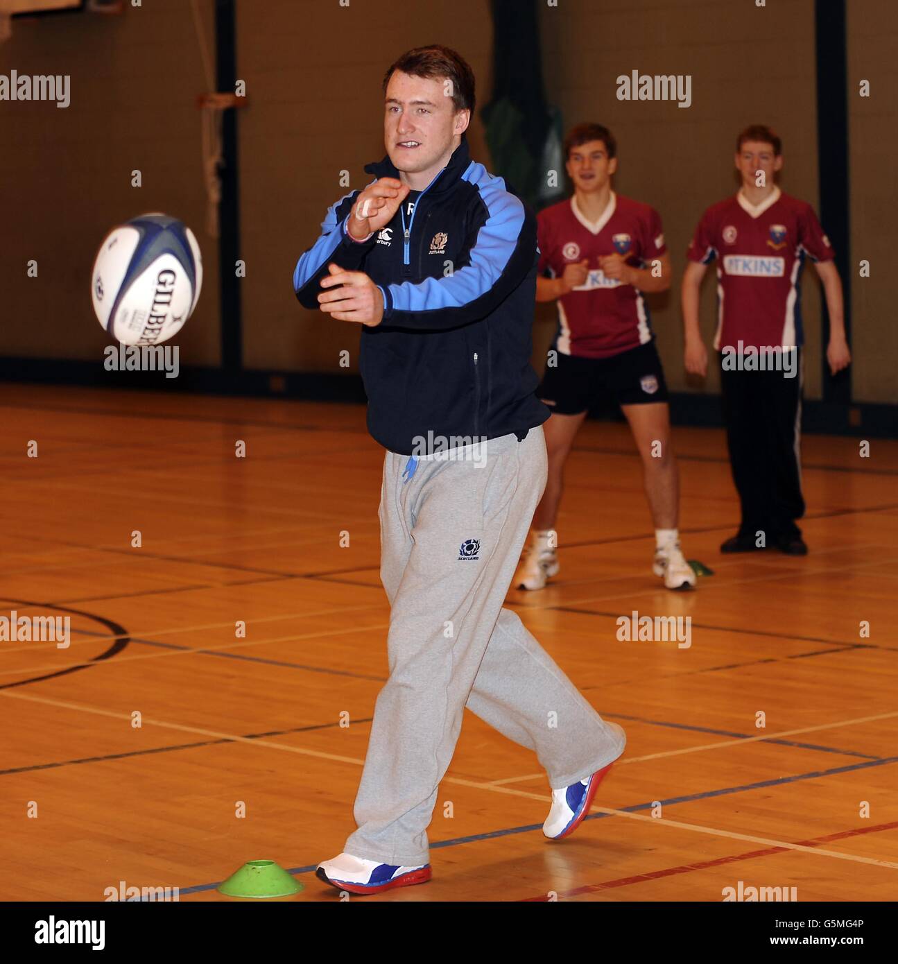 Scotland's Stuart Hogg during a school visit to Harlaw Academy ...