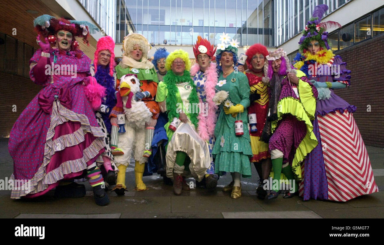 A parade of pantomime dames from around the East Midlands, in Melton ...