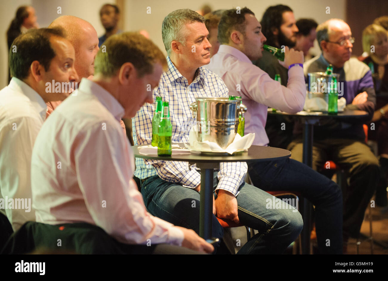 General view of the audience at the Absolute Radio football commentator ...