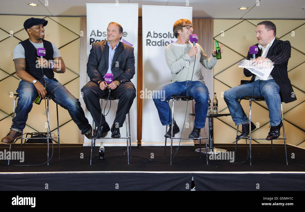(left to right) Ian Wright, Gary Mabbott, comedian Ian Stone and ...