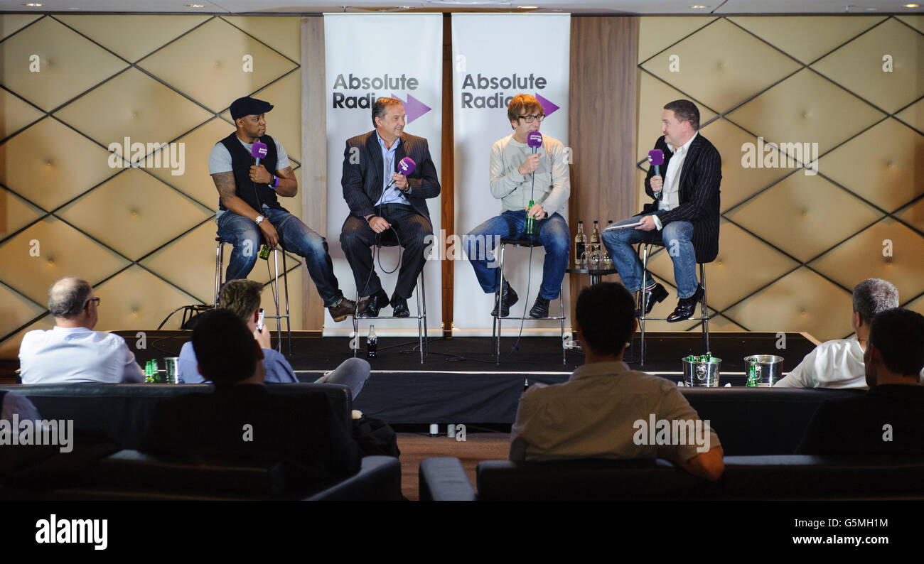 (left to right) Ian Wright, Gary Mabbott, comedian Ian Stone and ...
