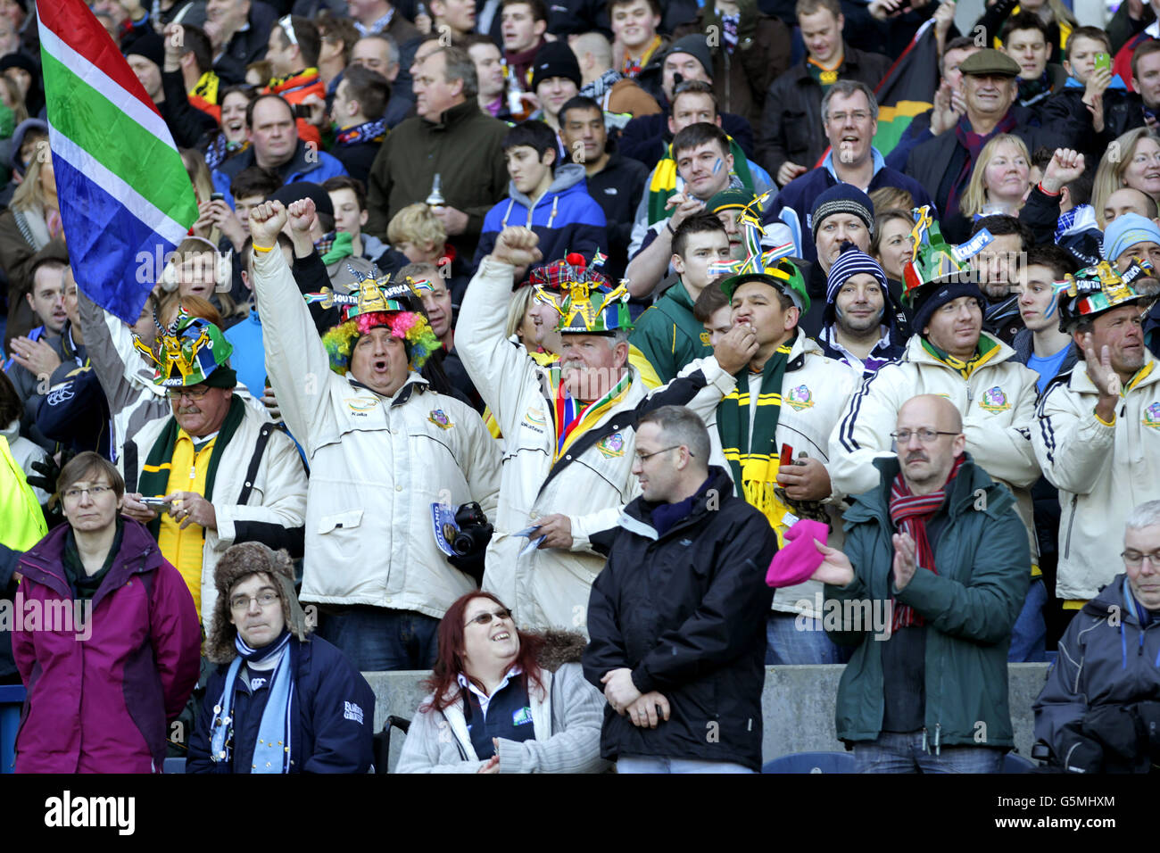 South africa fans in stand murrayfield hi-res stock photography and ...