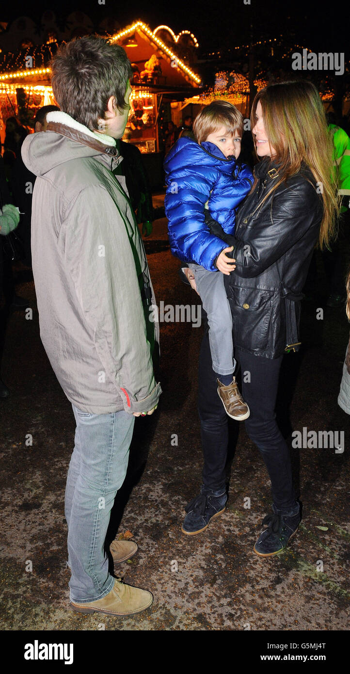 Noel Gallagher with his wife Sara and their son Sonny arrive at the ...