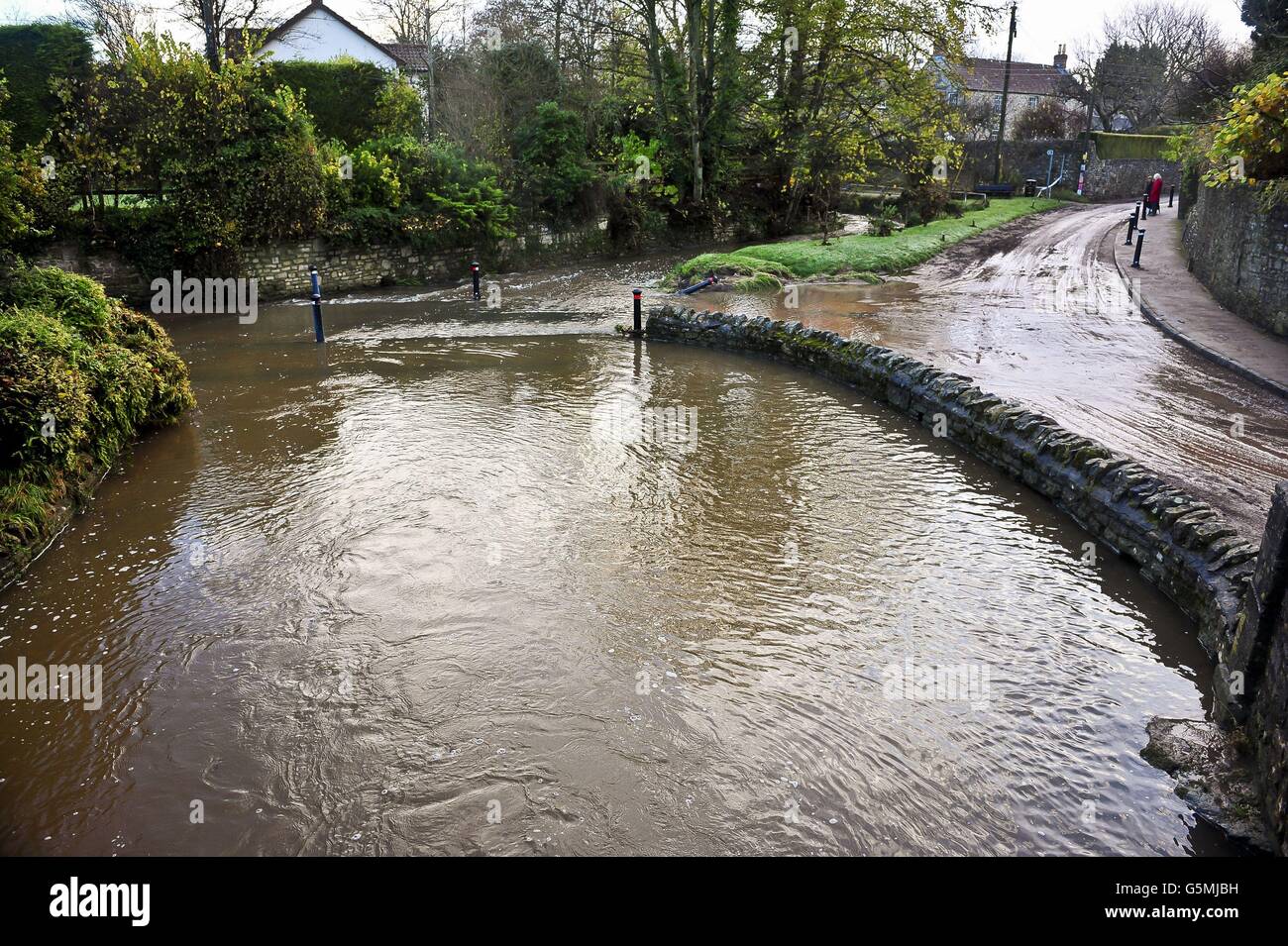 A general view of the ford in the Somerset village of Chew Stoke, where ...