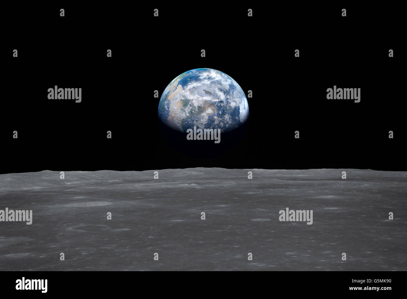 Earth and surface of the Moon Stock Photo - Alamy