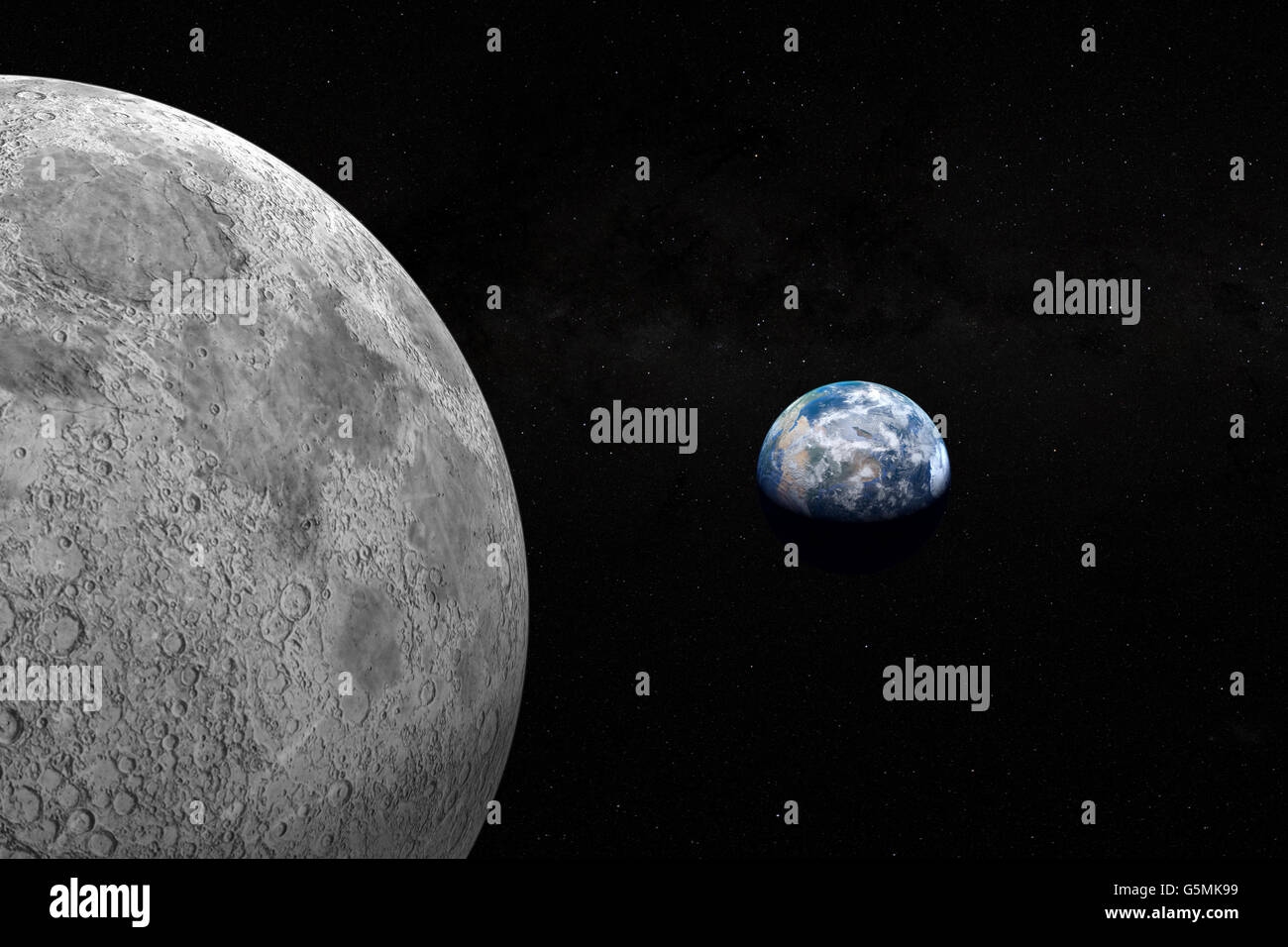 Earth and Moon seen from space Stock Photo - Alamy