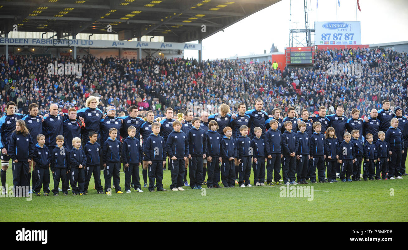 Scottish Rugby mascots line up before the EMC Test match at the ...