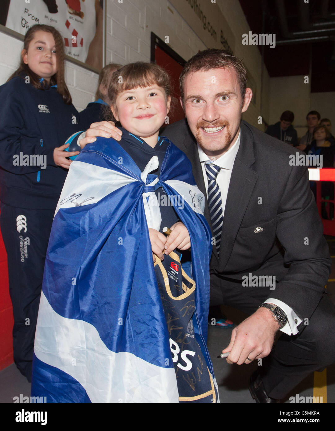 Scottish Rugby mascots meet players after the EMC Test match at the ...