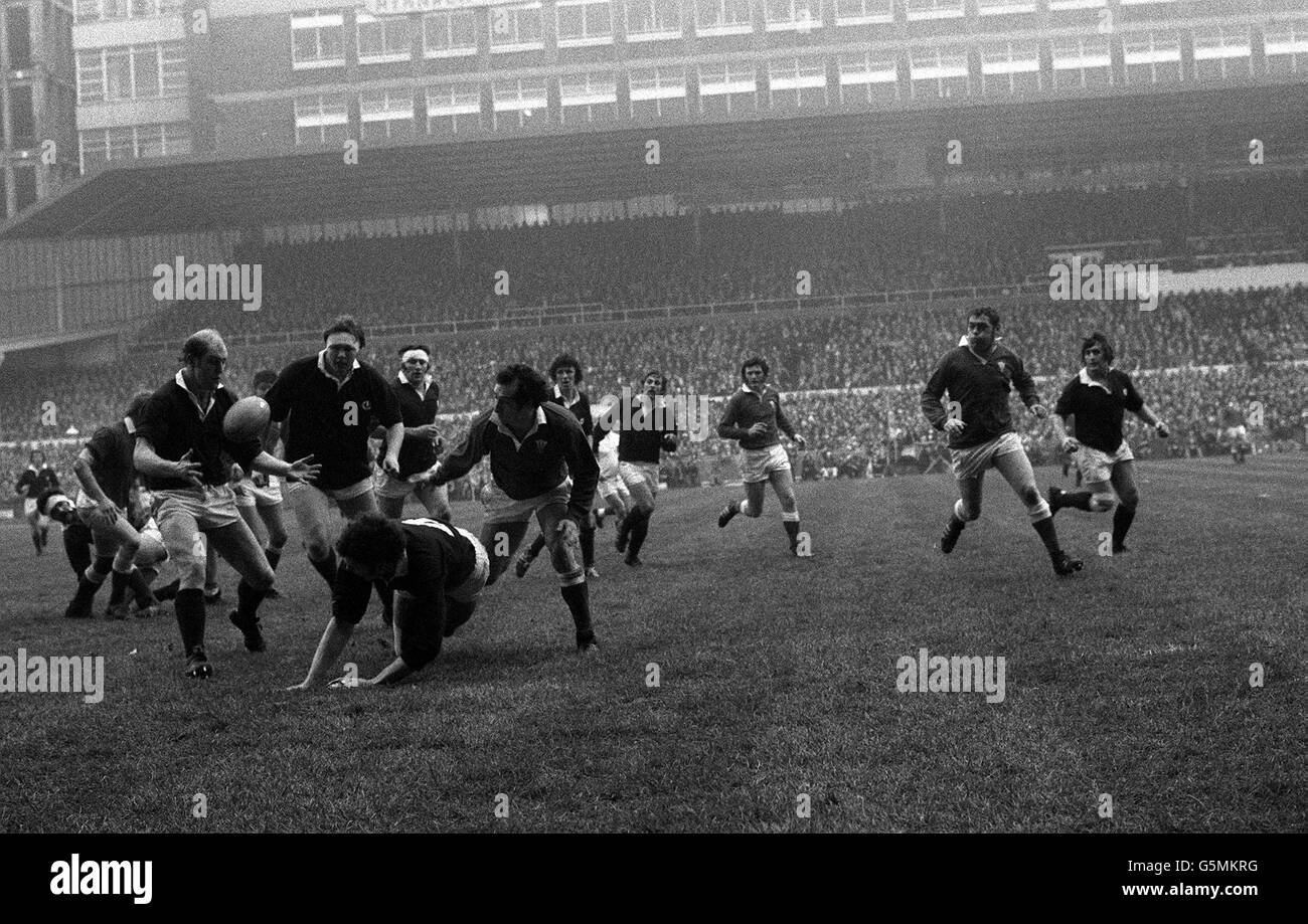 The Scottish trio of Michael Andrew Biggar (with ball), Gordon Brown ...