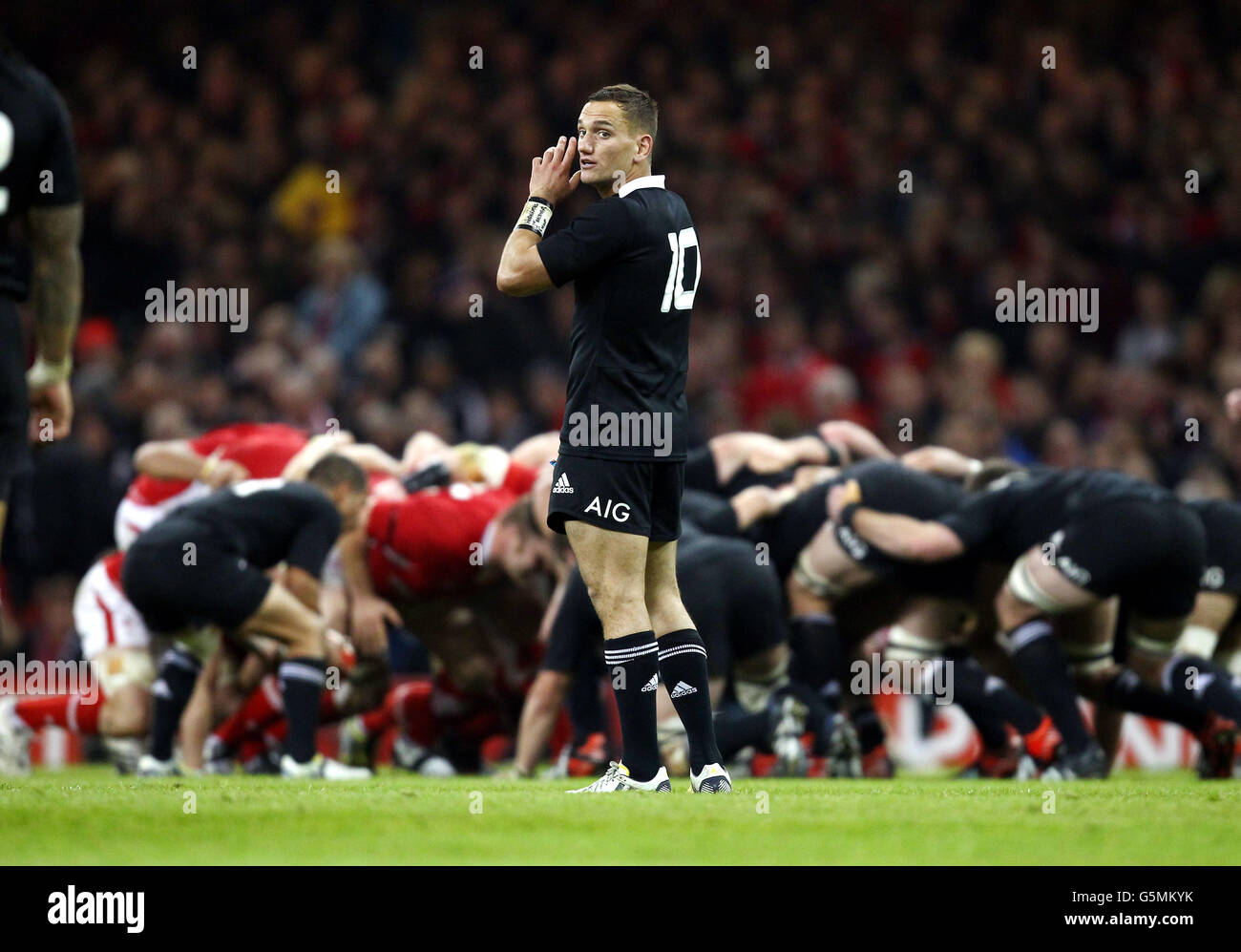 New Zealand's Aaron Cruden in action during the Dove Men Series match ...