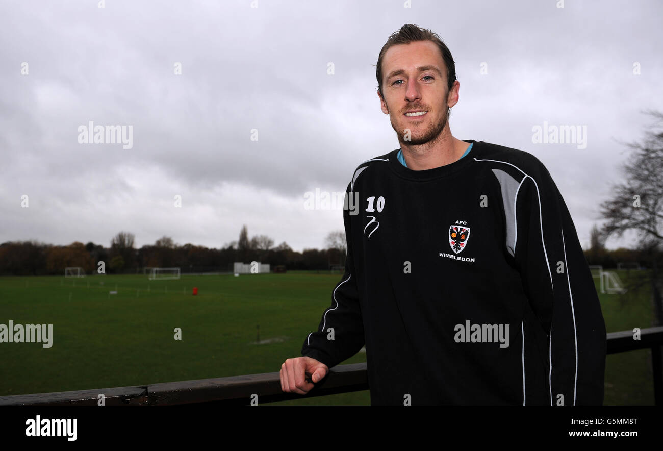 AFC Wimbledon's Jack Midson during a press conference at New Malden ...